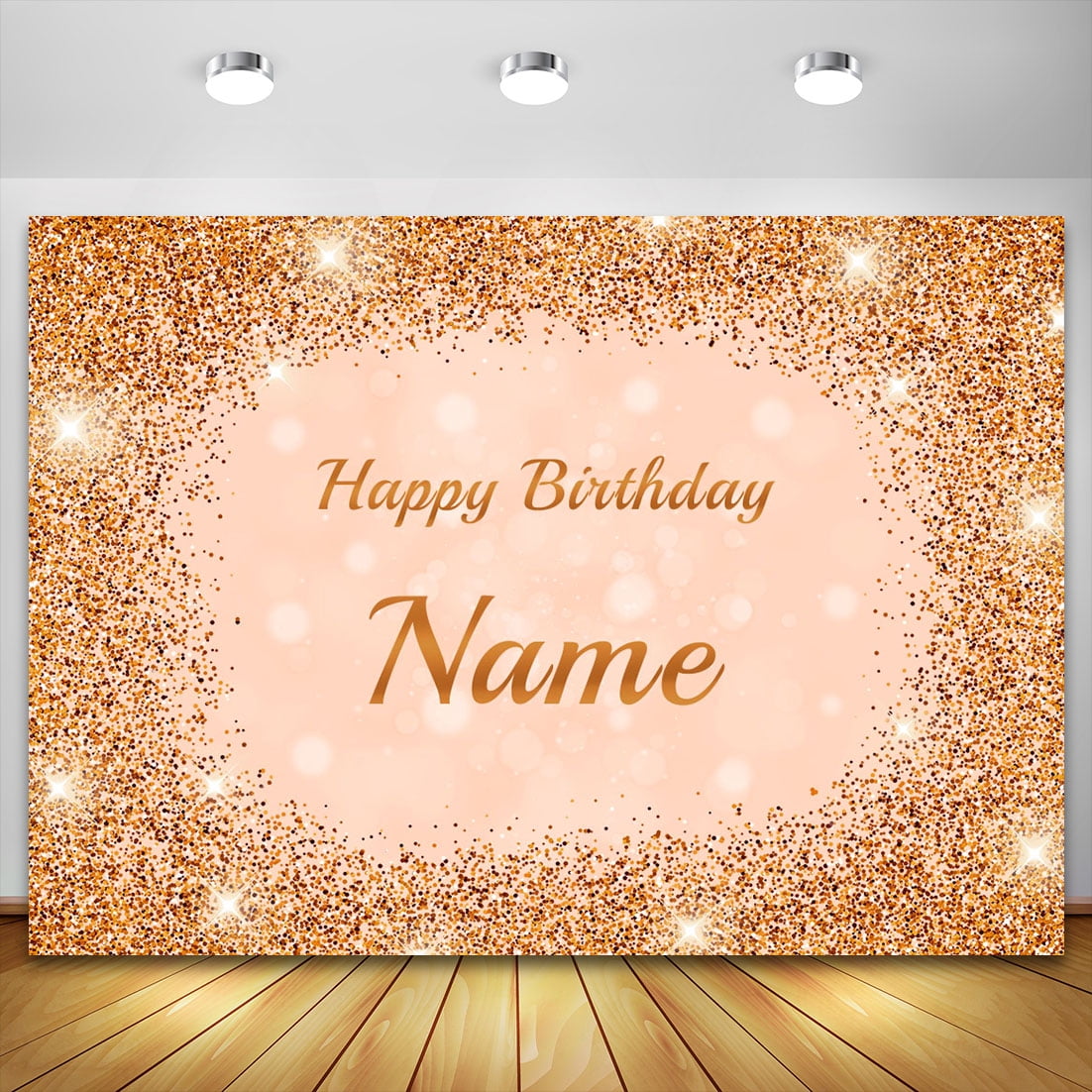 Golden Pink Silver Glitters Party ration Background Custom Name ...