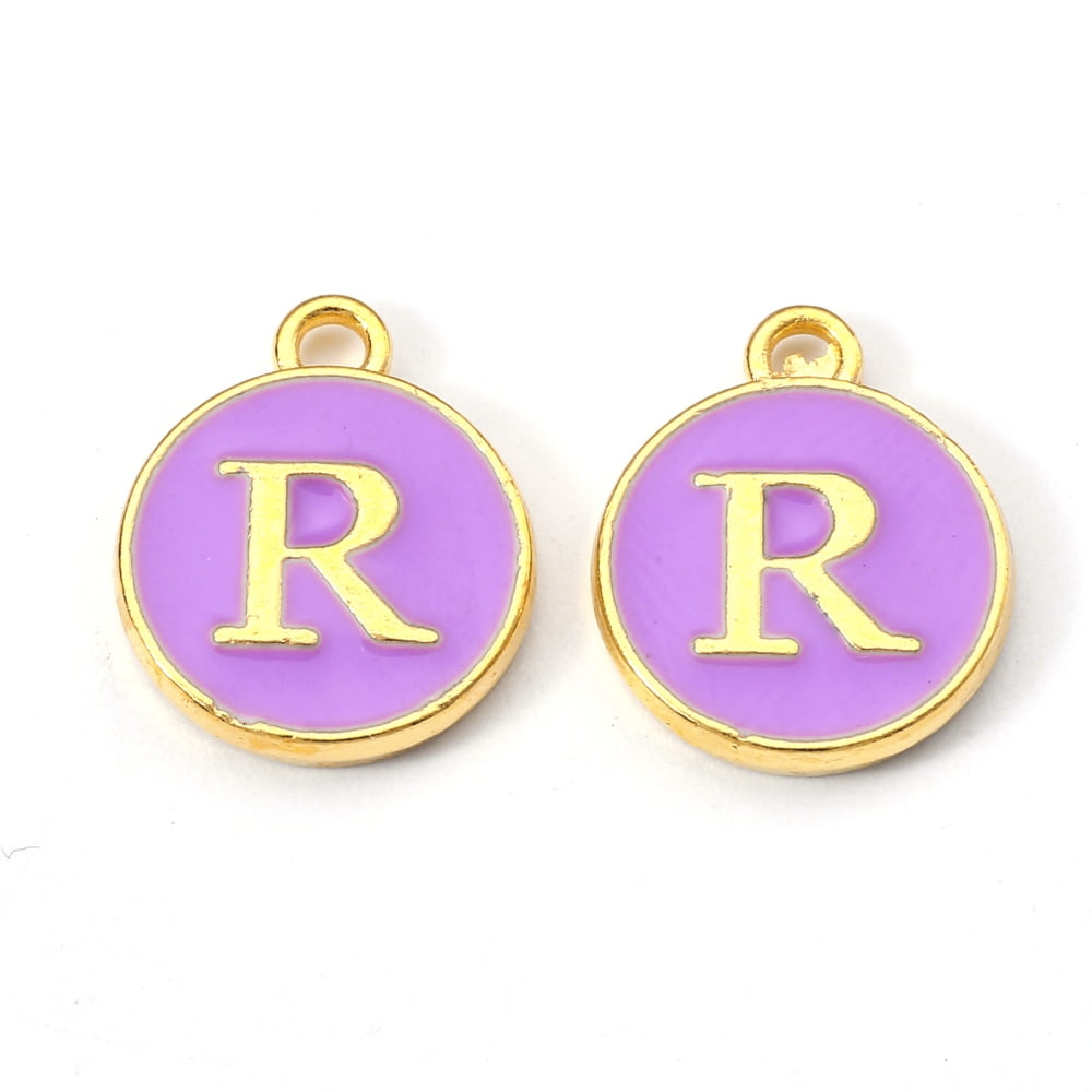 Golden Plated Alloy Enamel Charms Enamelled Sequins Flat Round with ...