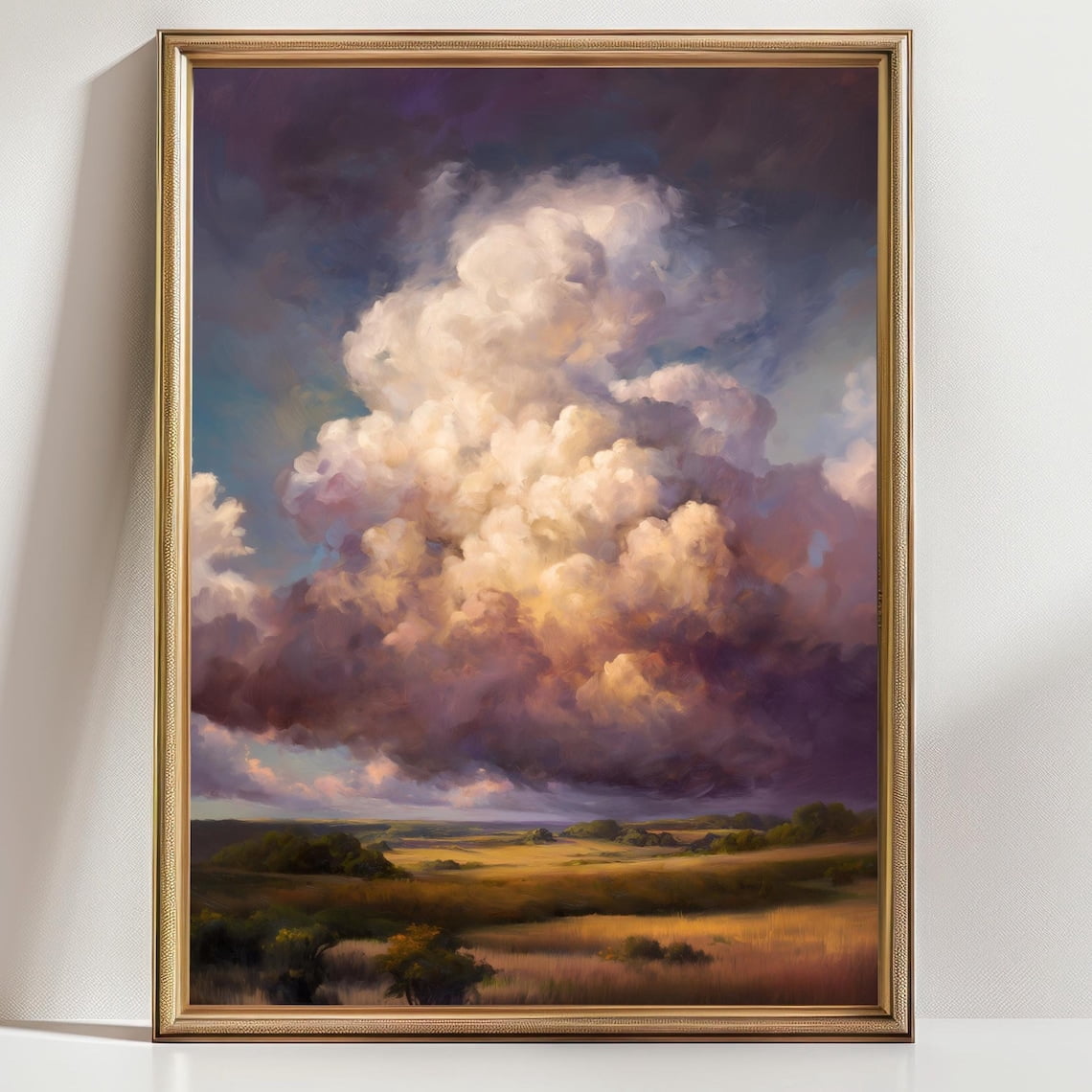 Golden Prairie Cloudscape Art Print Vibrant Landscape With Sunset ...