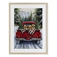 Golden Pups Christmas Truck Birch Framed Print Under Glass, design by ...
