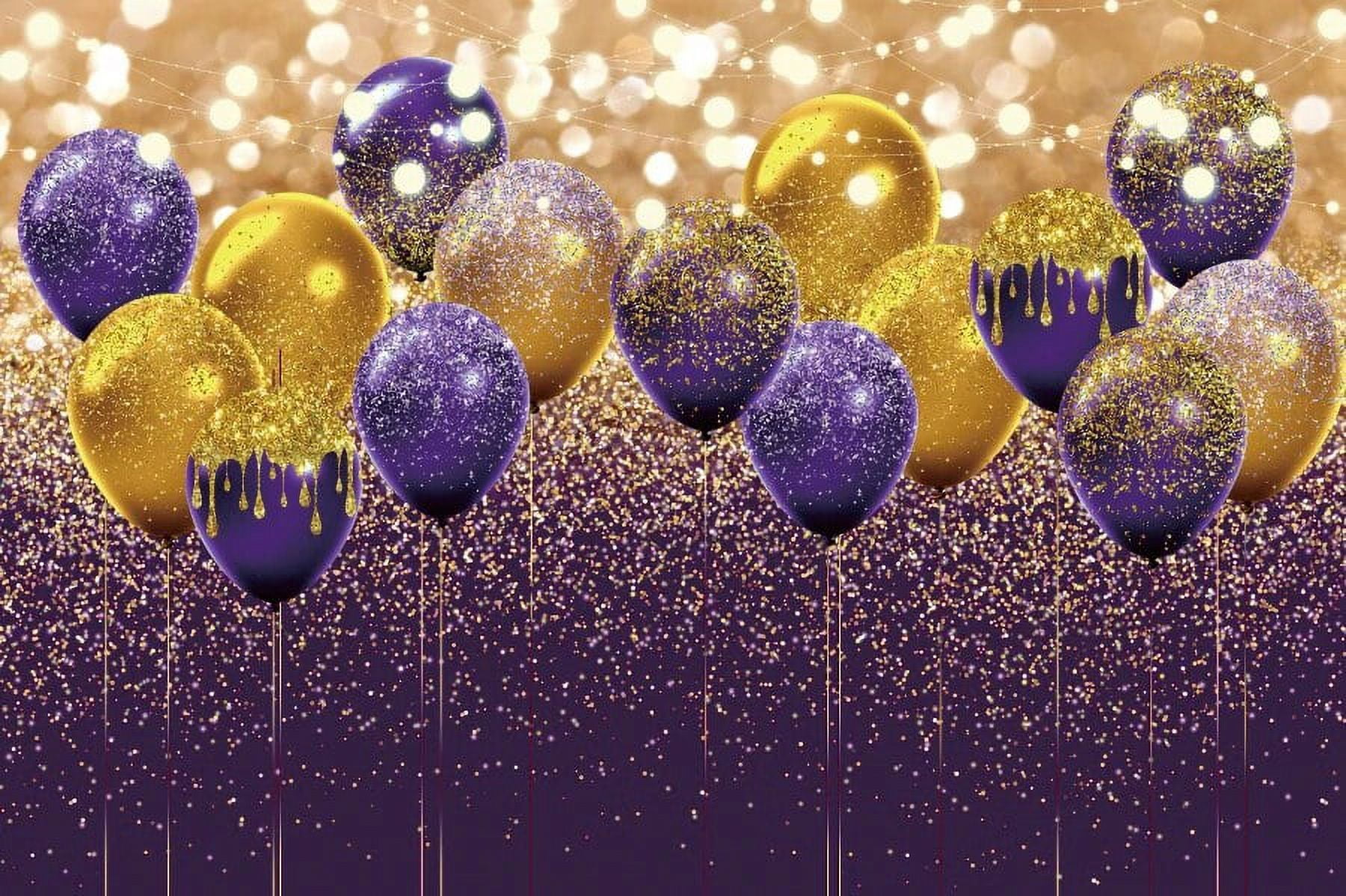 Golden Purple Balloon Background Dream Light Bokeh Glitters Kid Adults Birthday Portrait ...