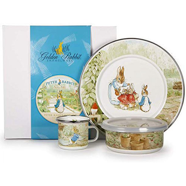 Golden Rabbit Enamelware - Peter Rabbit Pattern - 3-piece Child Dinner ...