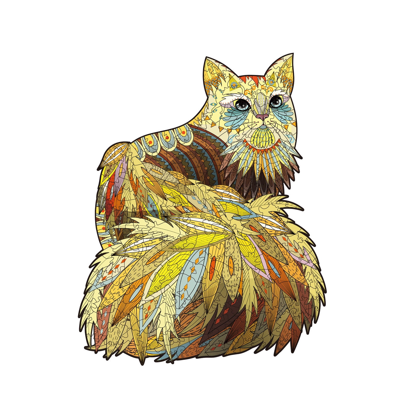 Golden Ragdoll Cat Wooden Puzzle, 206-Piece Unique Shape Design, 0.2 ...