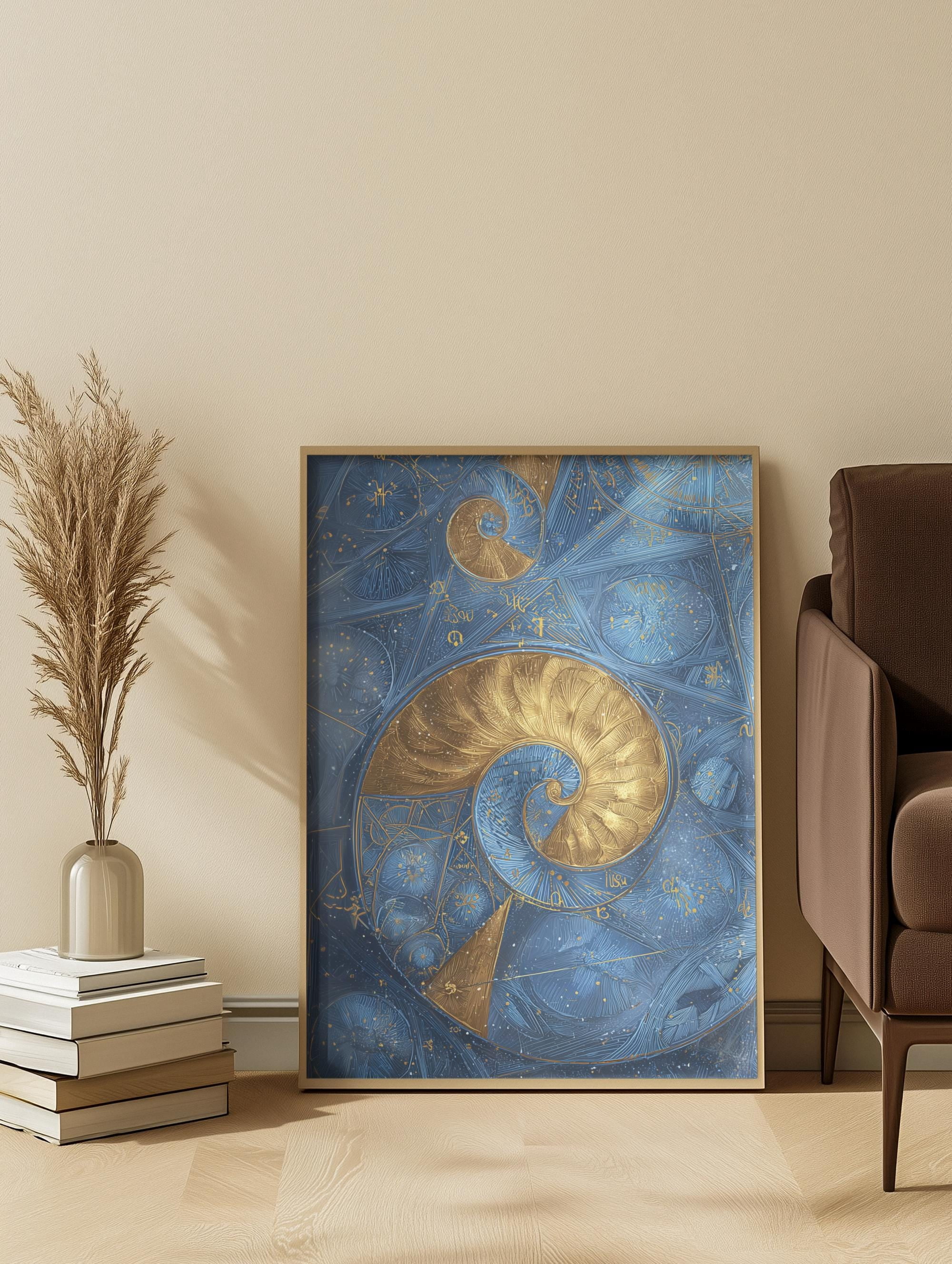 Golden Ratio Nautilus Shell Art Print Sacred Geometry Poster - Walmart.com