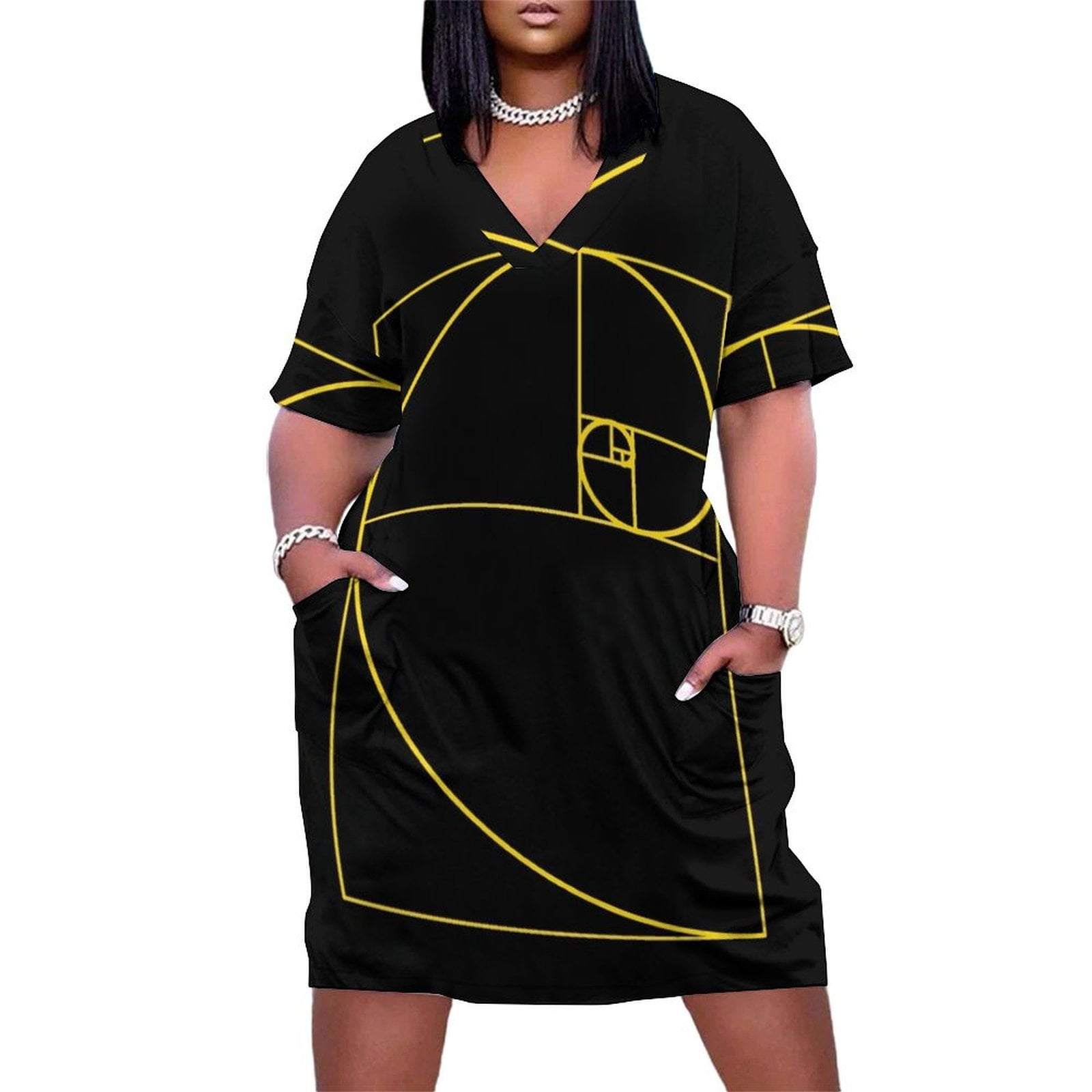 Golden Ratio Spiral Fibonacci Spiral Loose Pocket Dress Women's summer ...