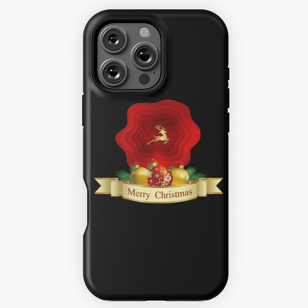 Golden Reindeer Merry Xmas Phone Case for iPhone 11 12 13 14 15 16 17 ...