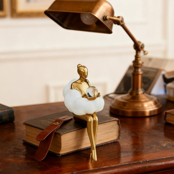 Golden Resin Man Sculpture, Abstract Character Decorative Statue for ...