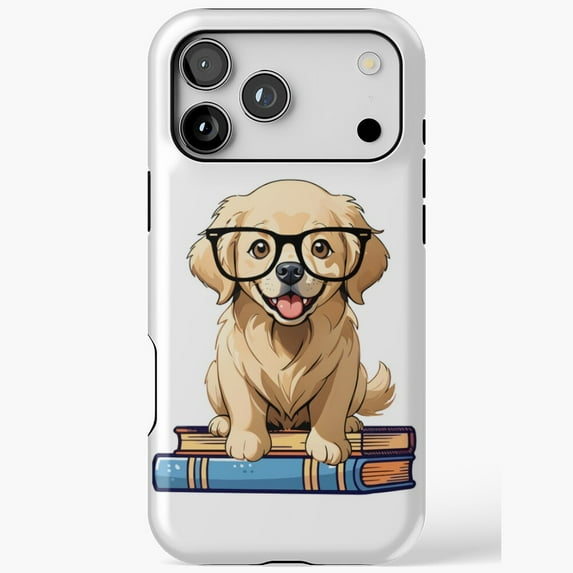Golden Retriever And Books Case for iPhone 11 12 13 14 15 16 17 Pro Max ...
