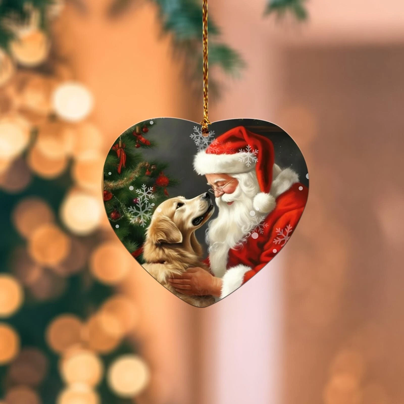 Golden Retriever And Santa Claus kristmas Ornament dog tree hanging ...