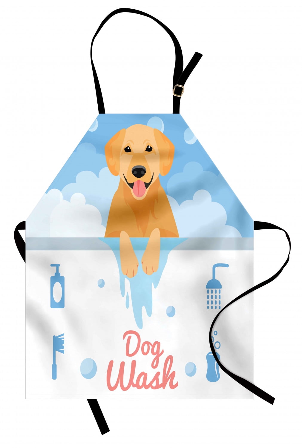 Golden Retriever Apron Dog Washing in Bathtub Cartoon Foam and Soap ...