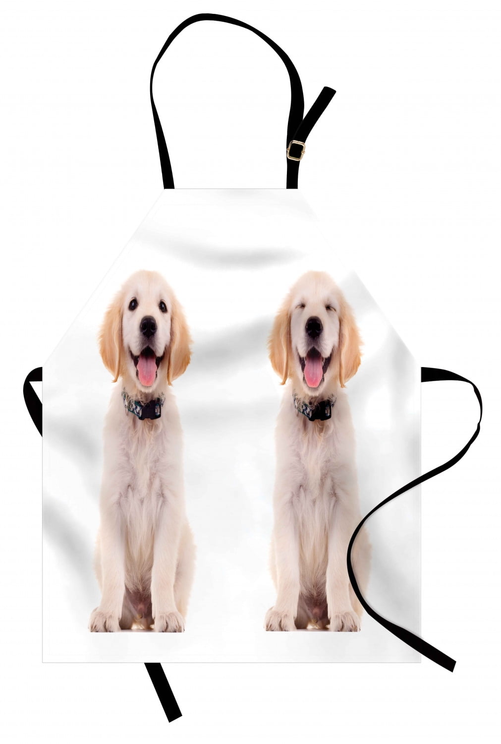 Golden Retriever Apron Two Emotional Poses of a Young Panting Domestic ...