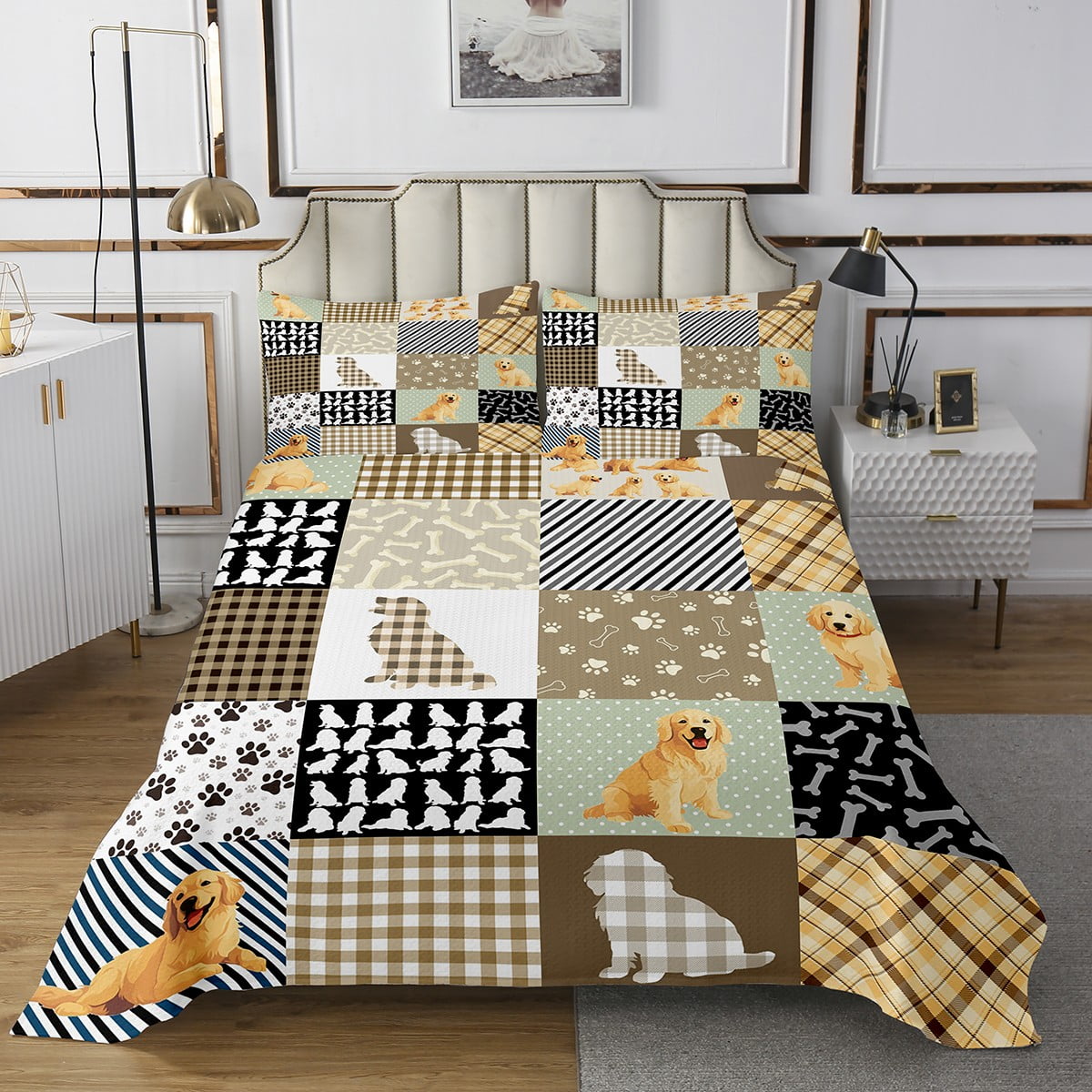 Golden Retriever Bedspread Sets Twin Size,Kawaii Puppy Dog Bedspread ...