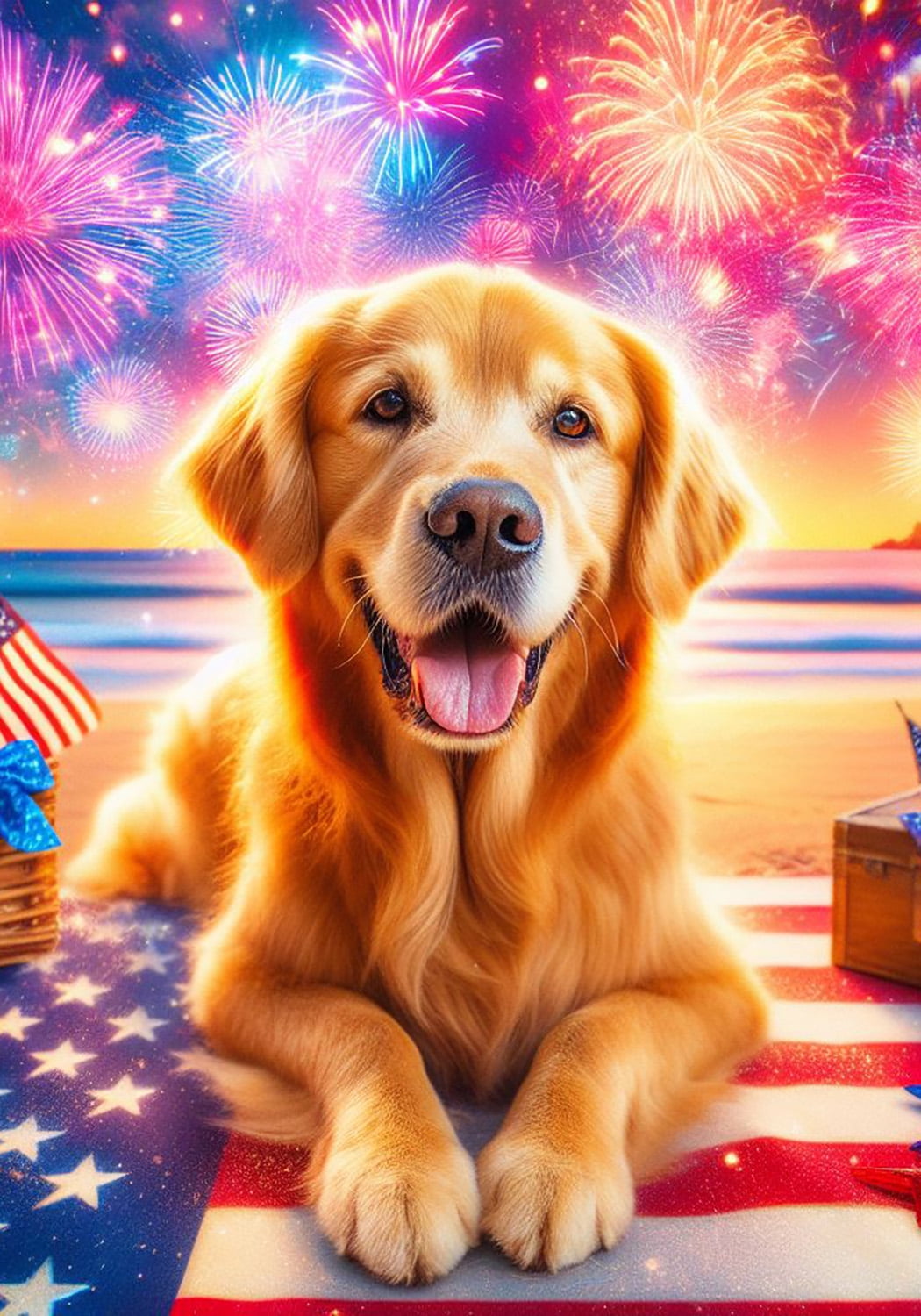 Golden Retriever - Best of Breed DCR July 4 Holiday House Flag ...