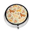 Golden Retriever Blossom Print Mini Round Pill Box Portable Small Pill ...