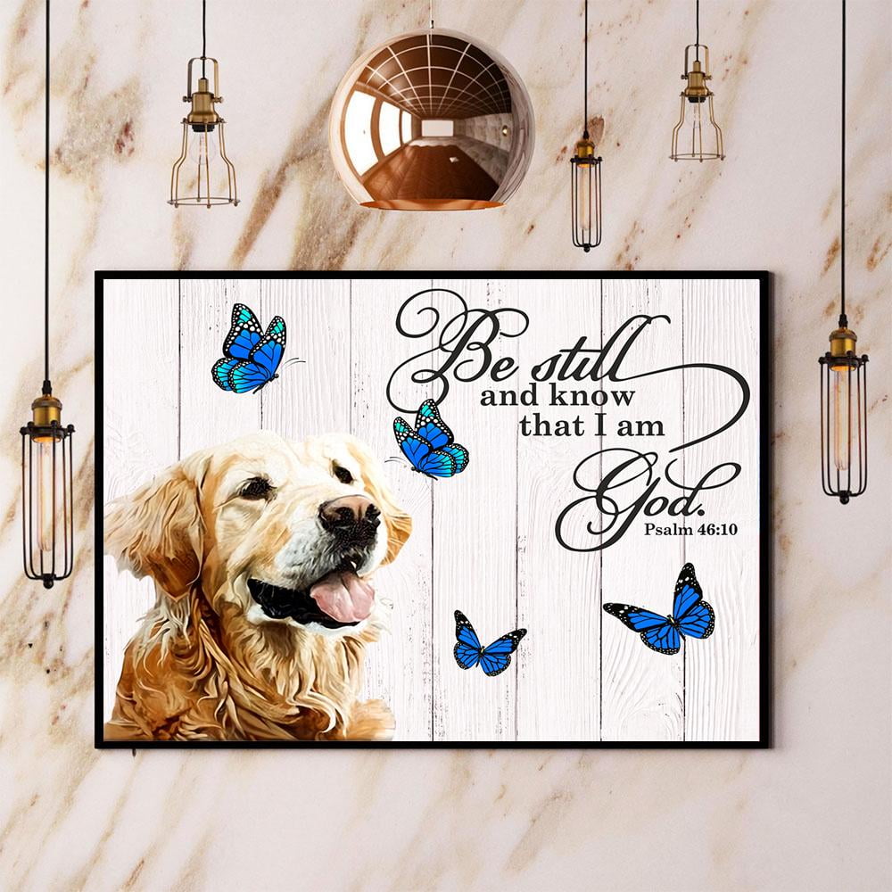 Golden Retriever Butterfly Be Still And Know That I Am God Paper Poster ...