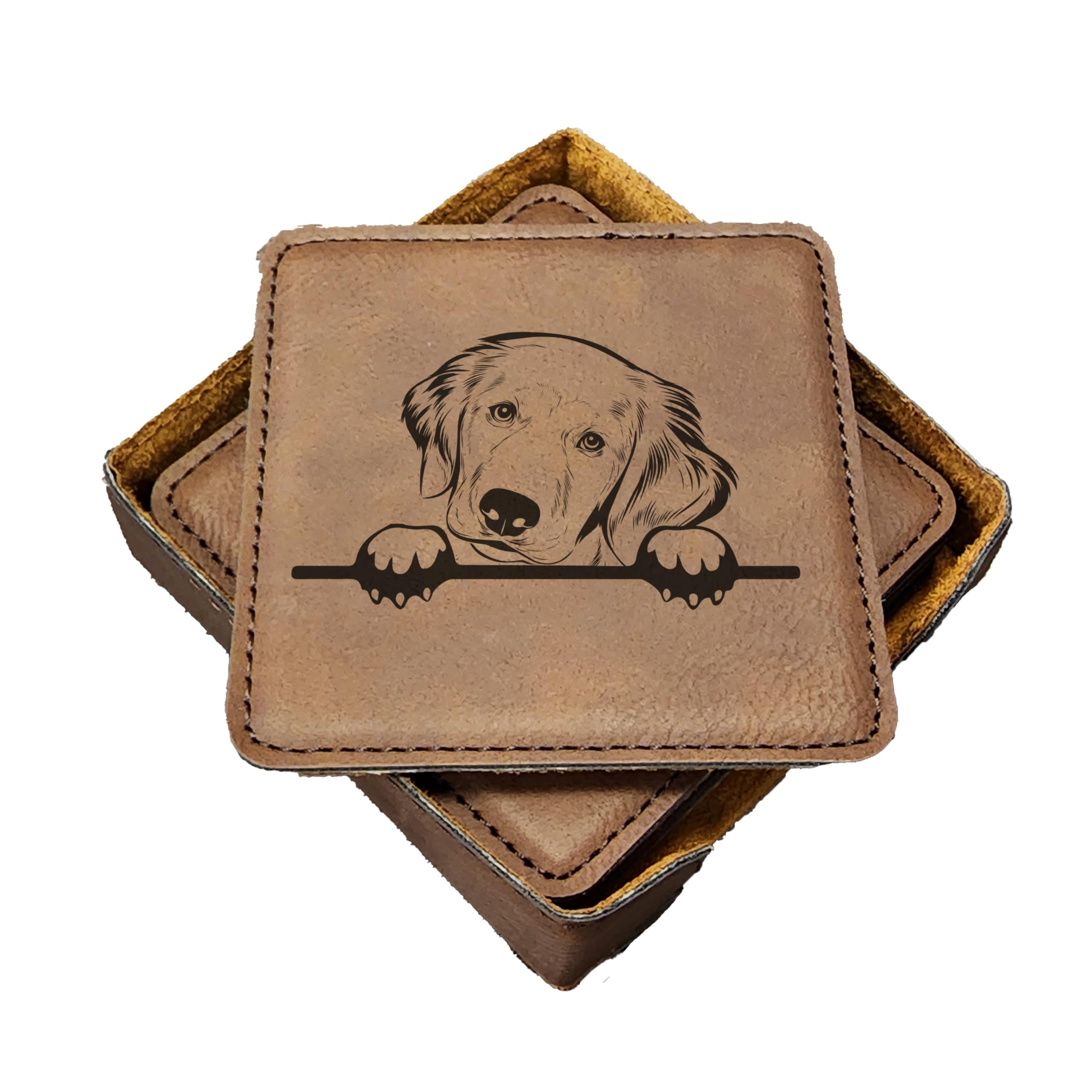 Golden Retriever Coasters with Holder - Handmade Coasters Set of 6 ...