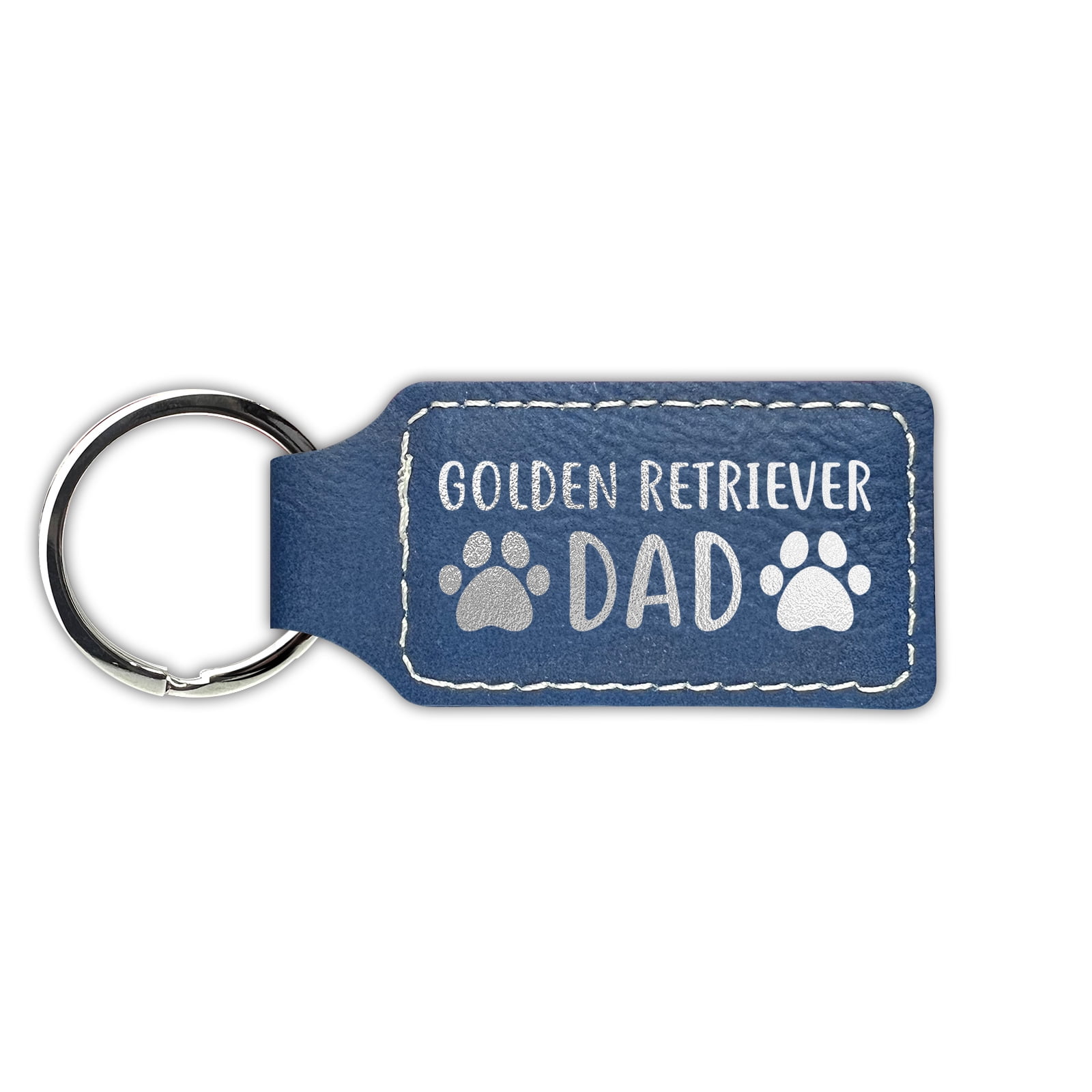 Golden Retriever Dad Keychain Leatherette Rectangle - Laser Engraved ...