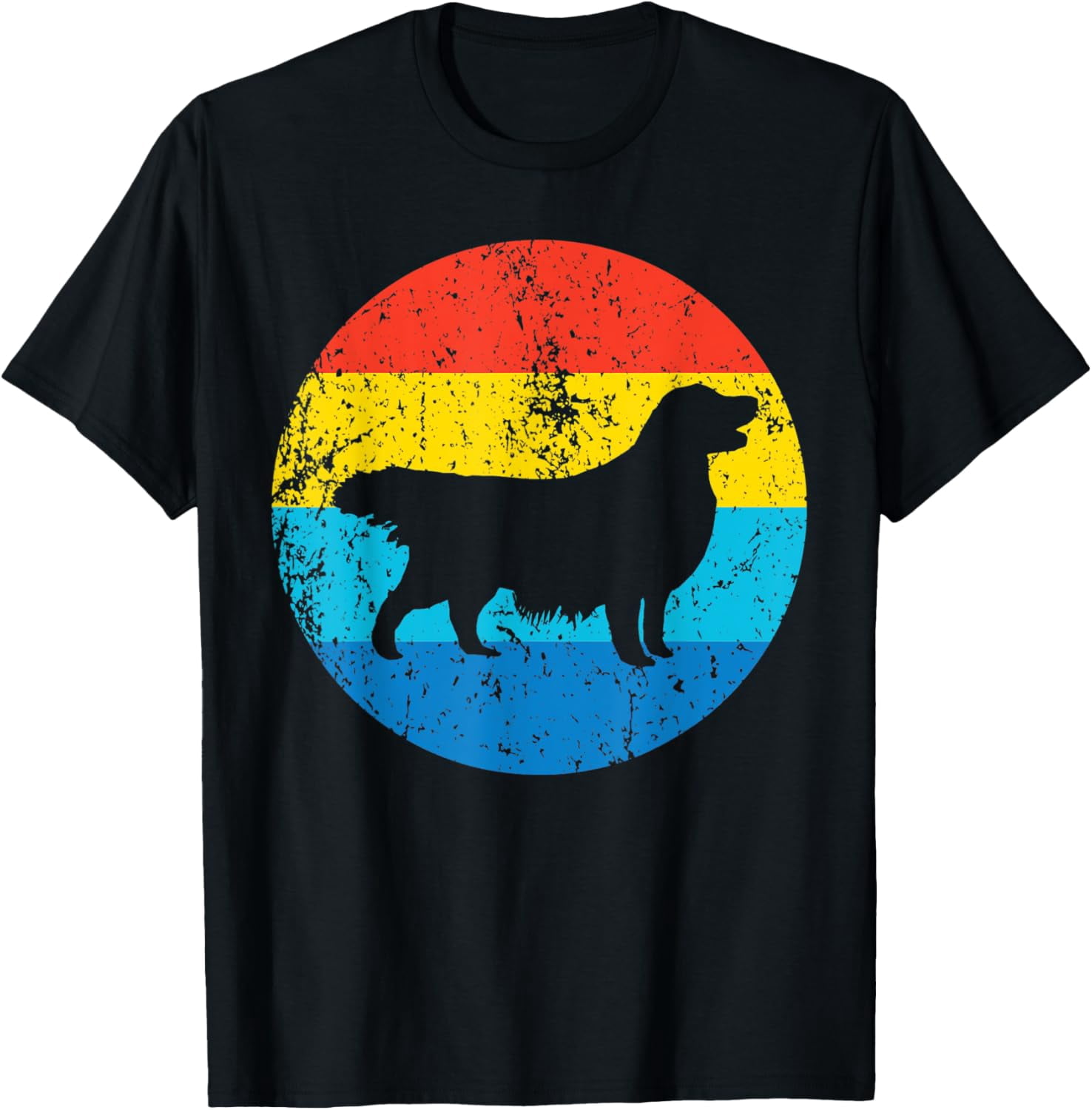 Golden Retriever Dog Breed Silhouette Retro 1970's Circle T-Shirt men ...