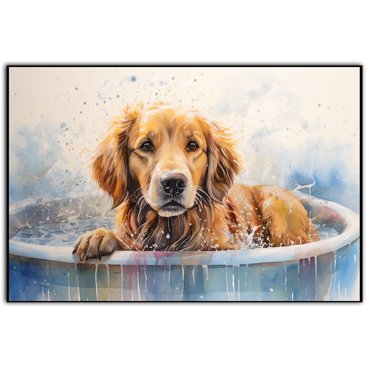 Golden Retriever Dog Canvas Bathroom Décor - Unique Bath Wall Decor ...