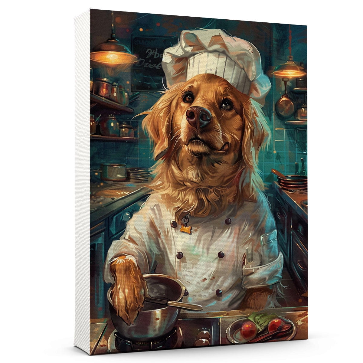 Golden Retriever Dog Chef Cooking Poster Wall Art, Kitchen Artwork ...