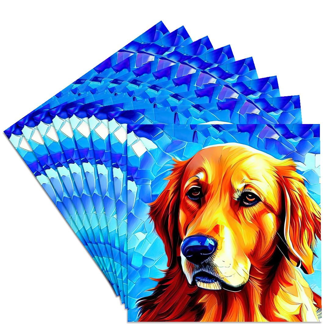 3drose, Golden Retriever Dog Face. Orange, Yellow, Blue Colors. Stylish ...