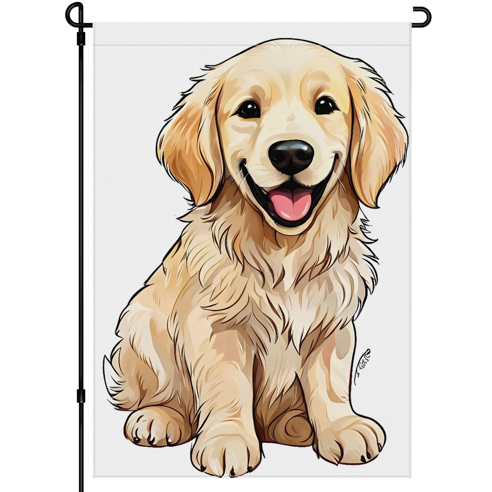 Golden Retriever Dog House Flags - Cute Dog Face Golden Retriever ...