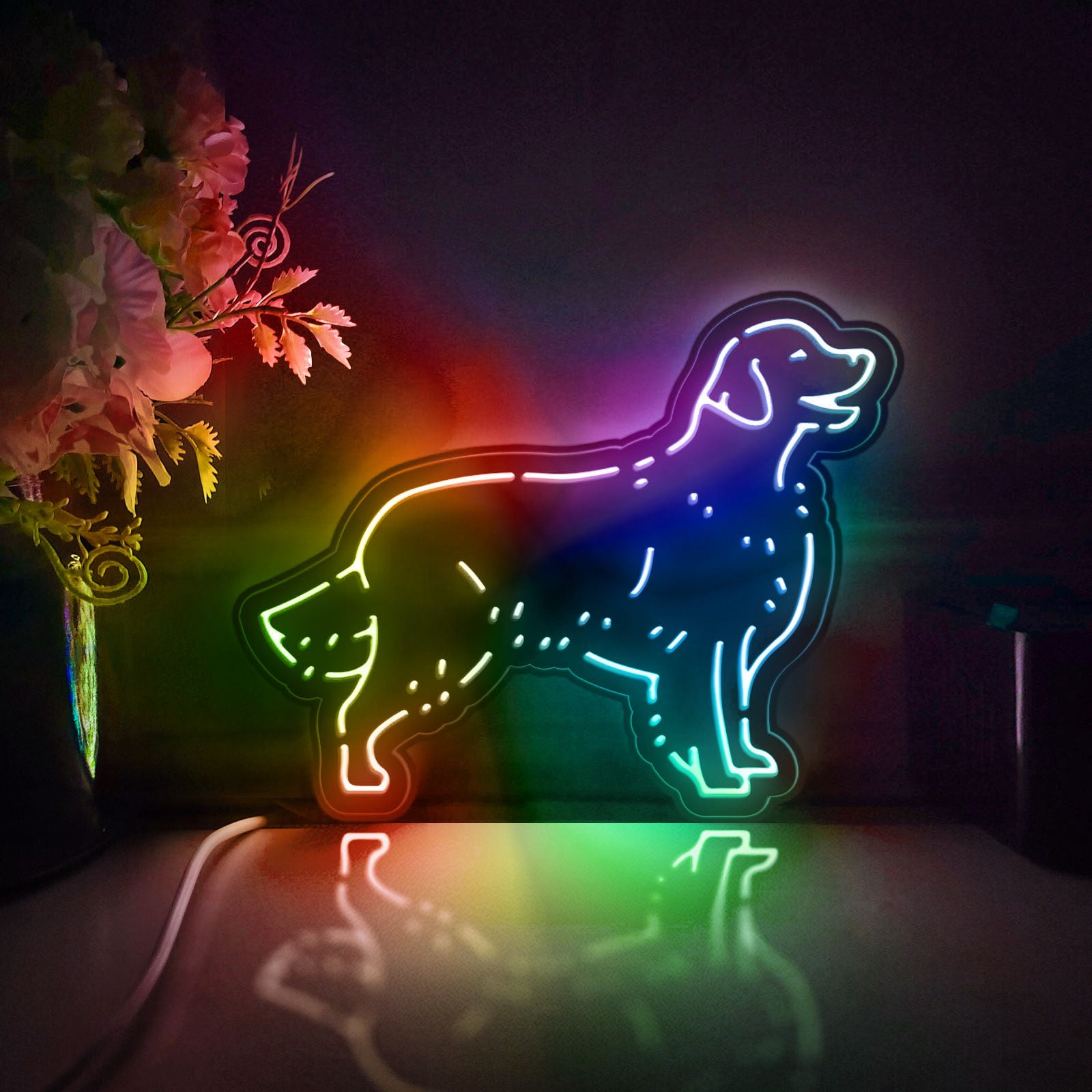 Golden Retriever Dog Led Light Box, Dimmable Neon-Like Light Signs USB ...