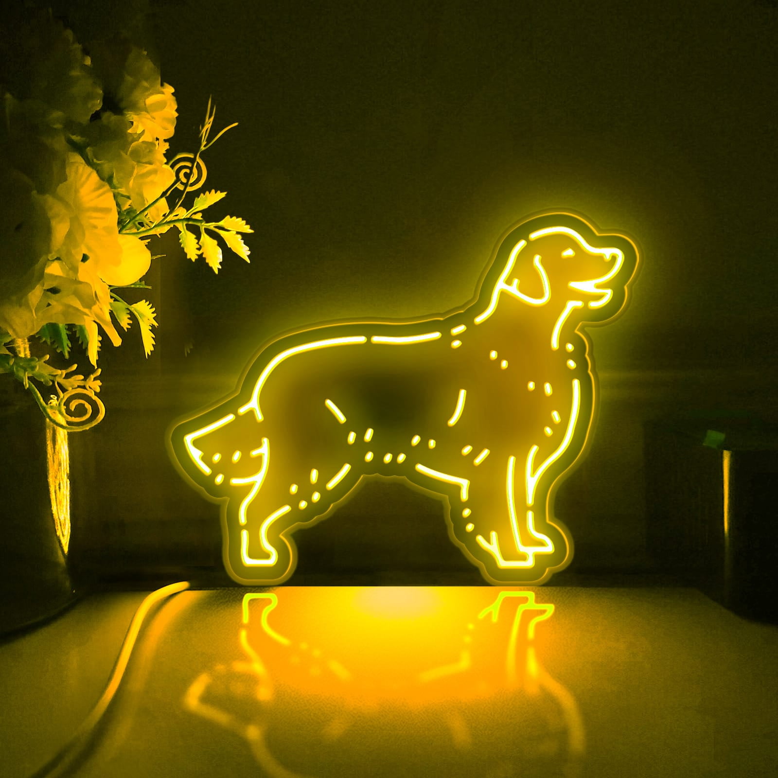 Golden Retriever Dog Led Light Box, Dimmable Neon-Like Light Signs USB ...