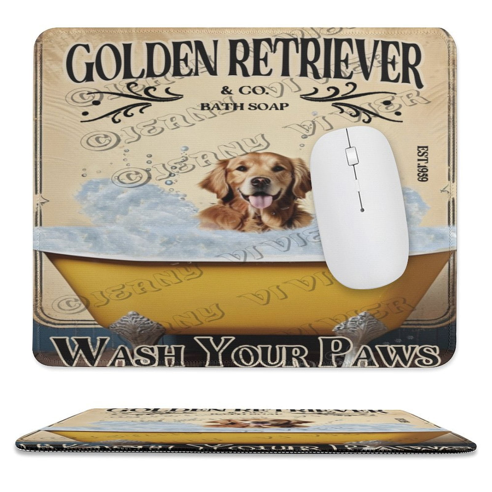 Golden Retriever Dog Mouse Pad, Mouse Pads for Desk, Stitched Edge ...