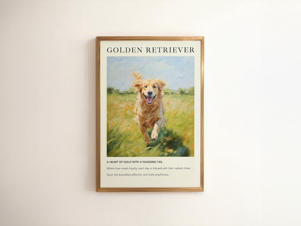Golden Retriever Dog Poster Print, Dog Breed Art Painting, Gift For Dog ...
