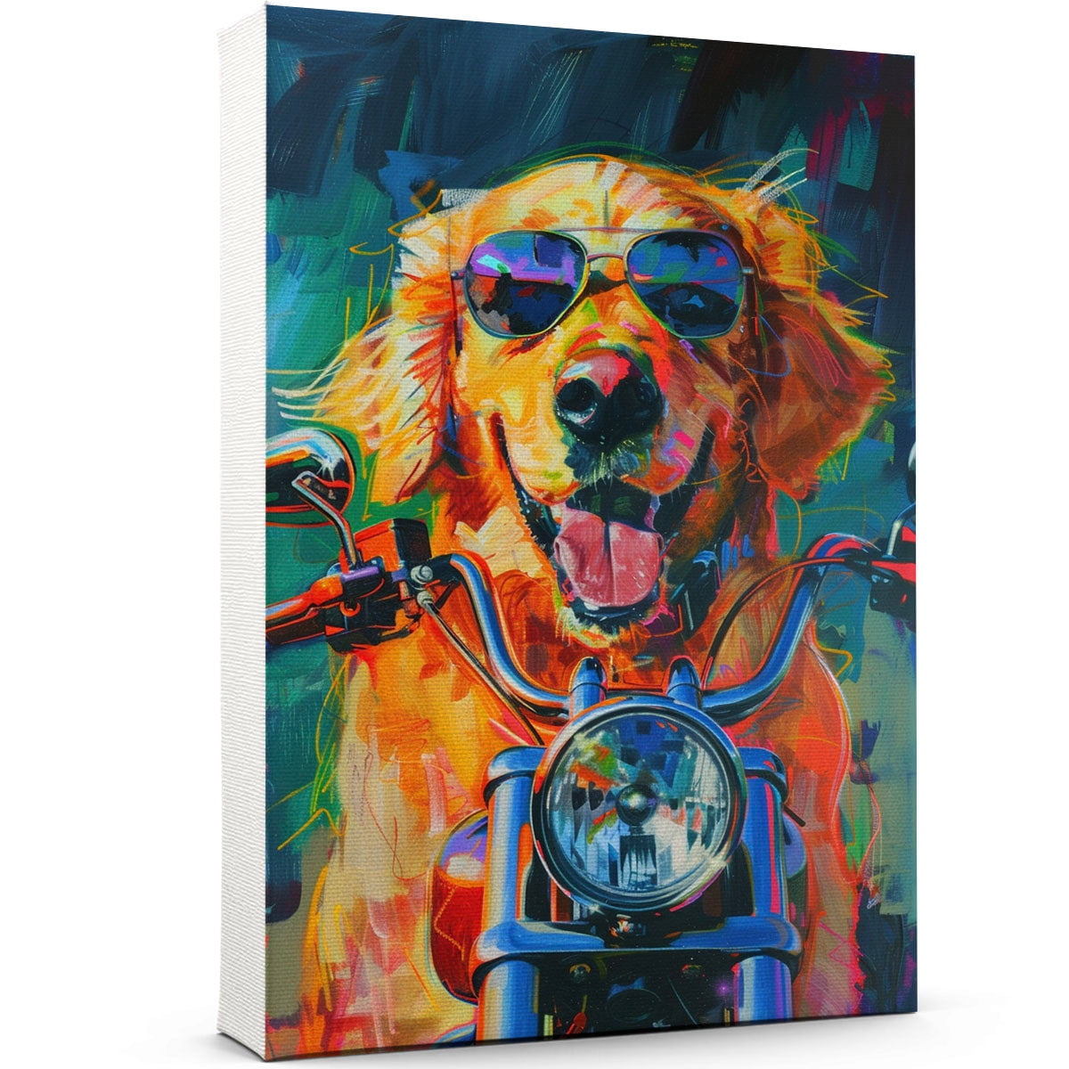 Golden Retriever Dog Poster Riding A Motorcycle - Golden Retriever Dog ...