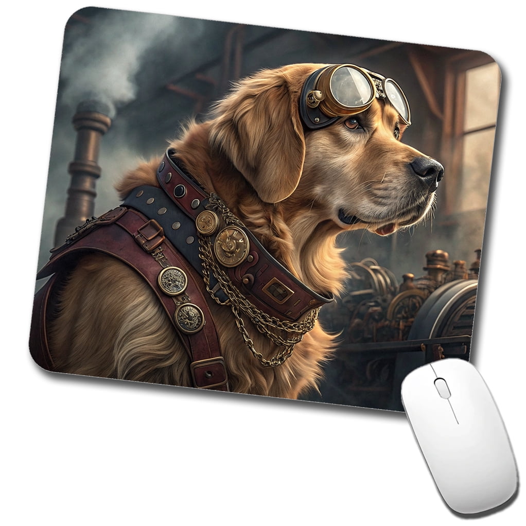 Golden Retriever Dog Steampunk Mouse Pad Low Profile Gaming Mat ...