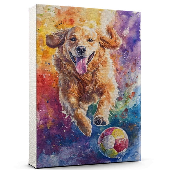 Golden Retriever Dog Stretched Canvas Size 8x12 – Soccer Canvas Print ...