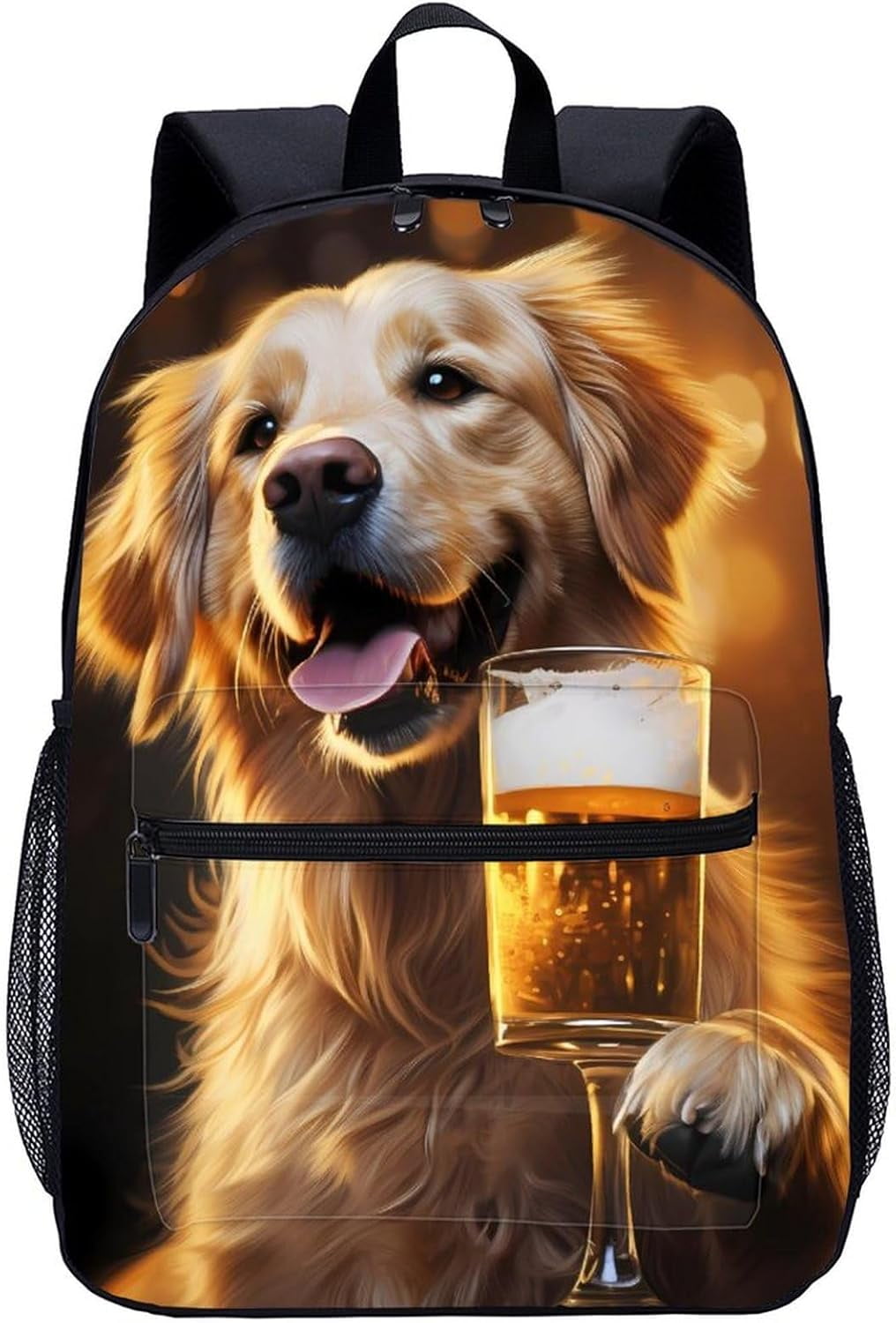 Golden Retriever Dog and Beer 17 Inch Print Backpack College Travel ...