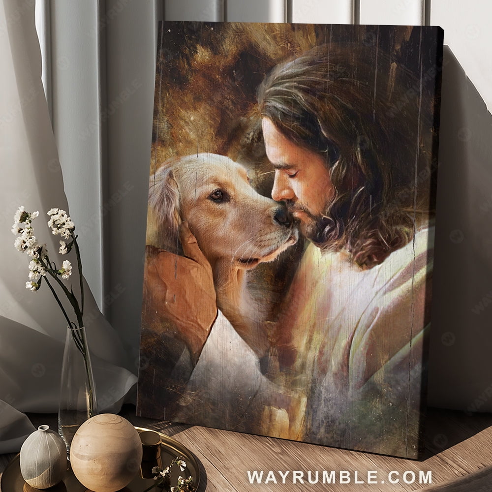 Golden Retriever, Dog drawing, Jesus painting, In God arms - Jesus ...
