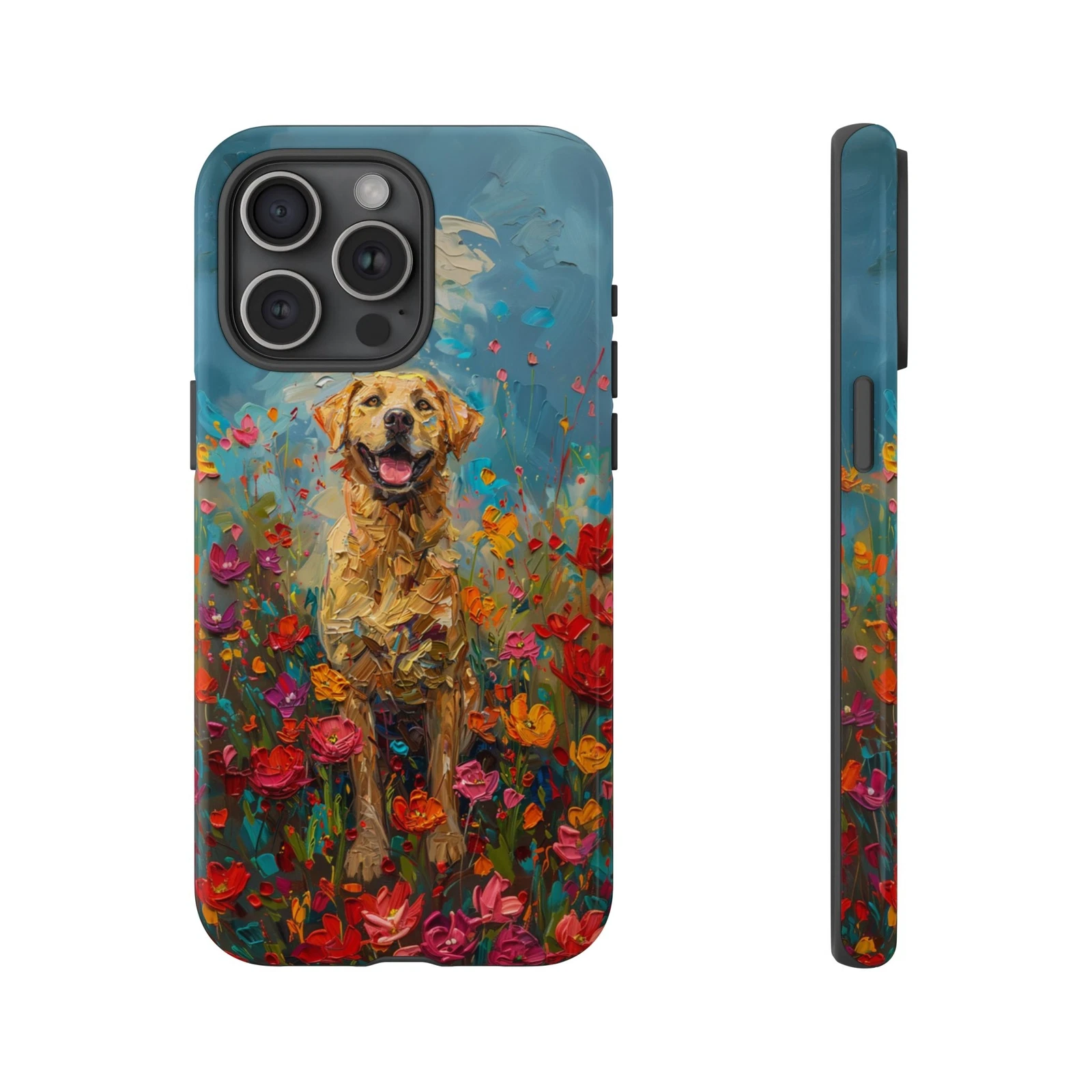 Golden Retriever Dog with Floral Art Case for iPhone 17 11 12 13 14 15 ...