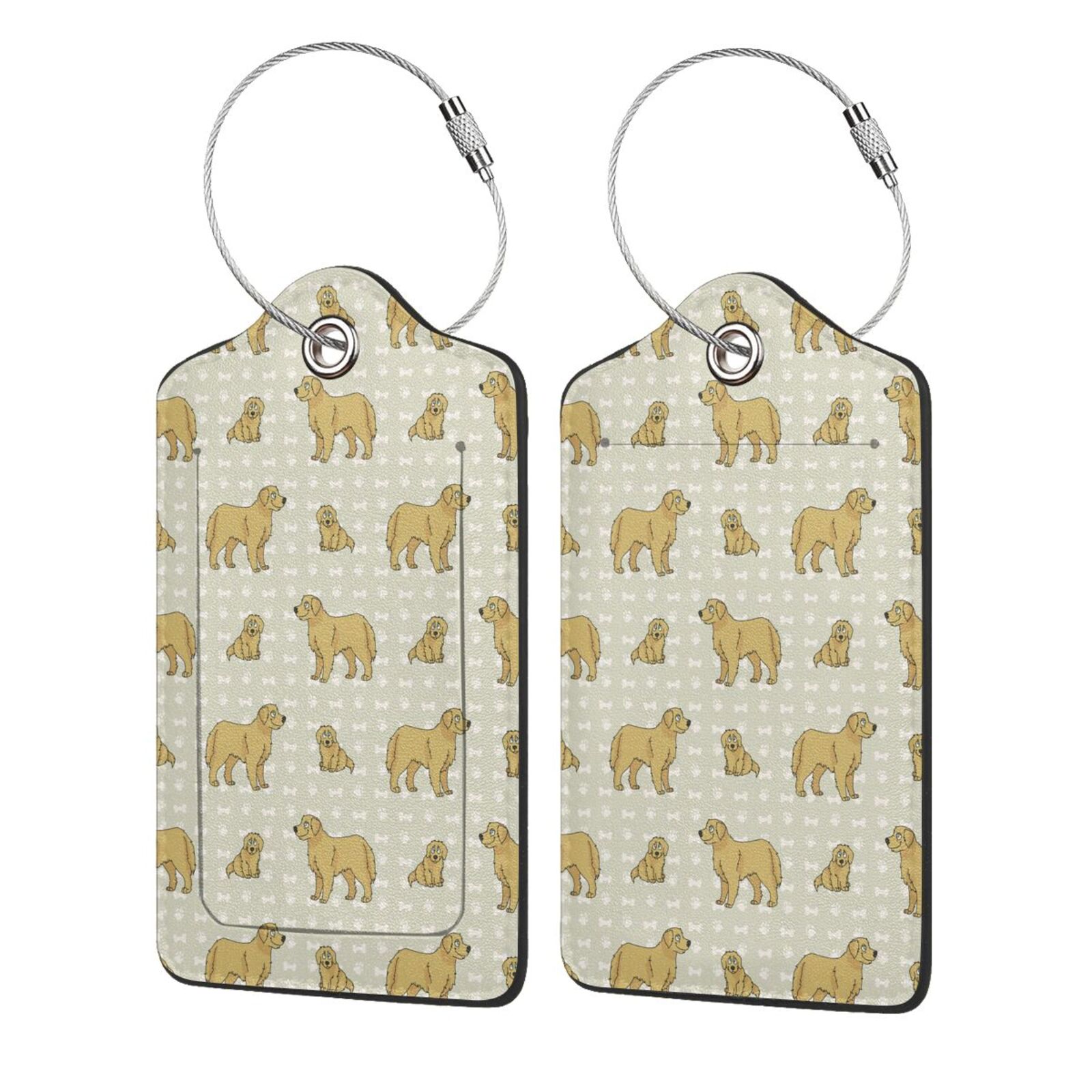 Golden Retriever Dogs Pattern Luggage Tags for Suitcase PU Privacy ...