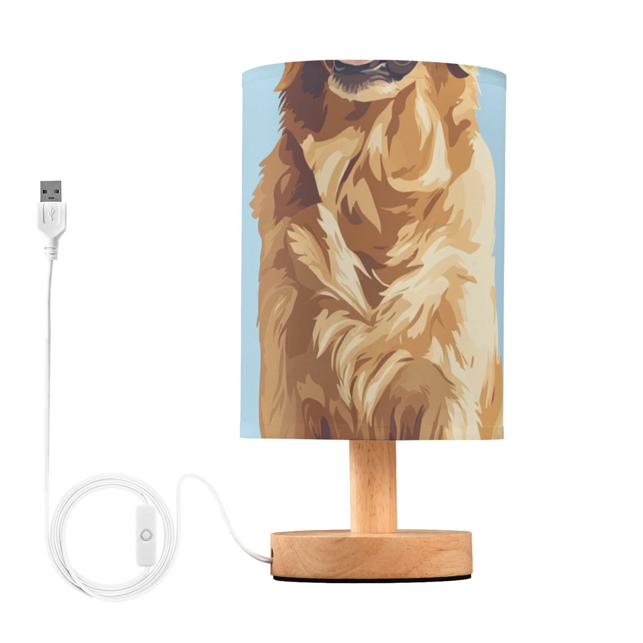 Golden Retriever Dogs Table Lamp for Desk Nightstand Lamp with USB ...