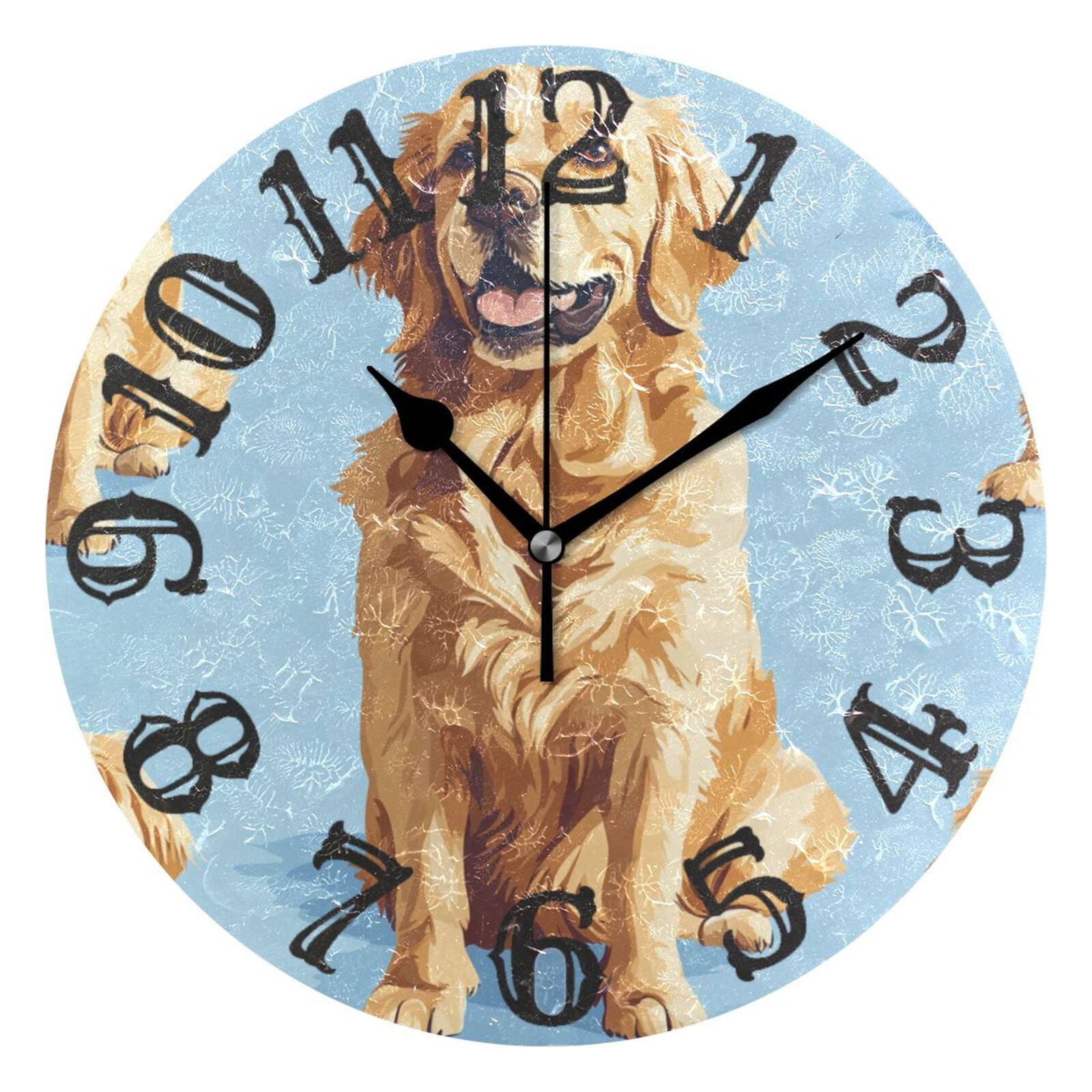 Golden Retriever Dogs Wall Clock 10 inch Non-Ticking Easy to Read ...