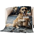 Golden Retriever Drink Iced Coffee Quilted Comforters Cooling Blanket ...