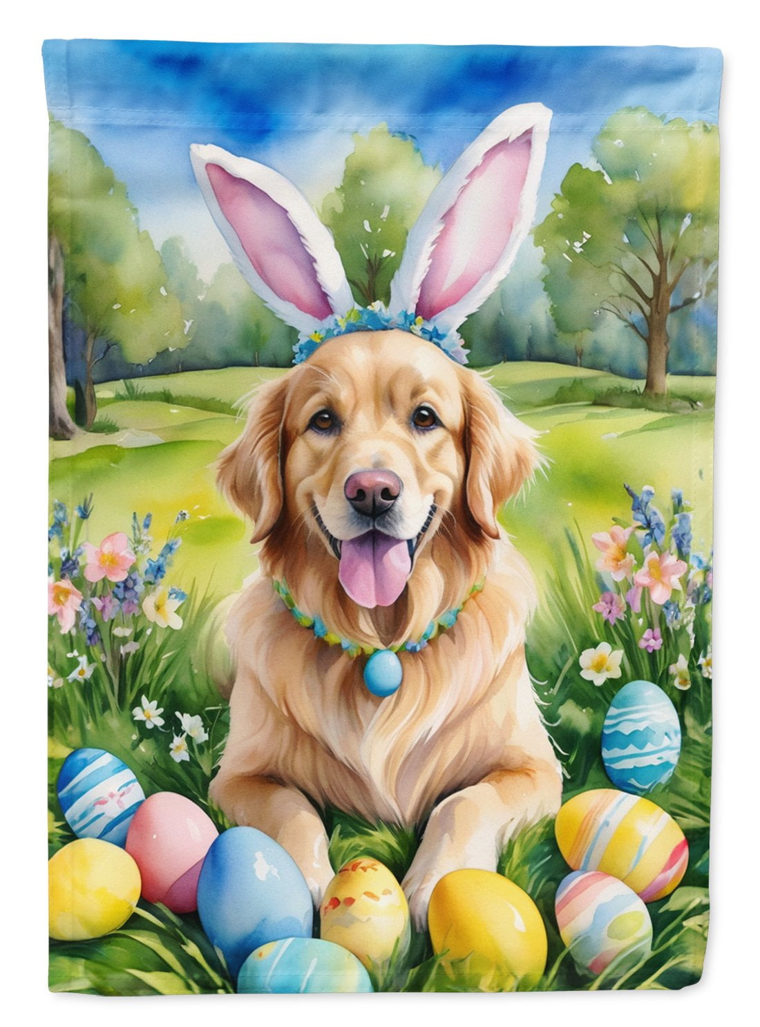 Golden Retriever Easter Egg Hunt House Flag 28 in x 40 in - Walmart.com