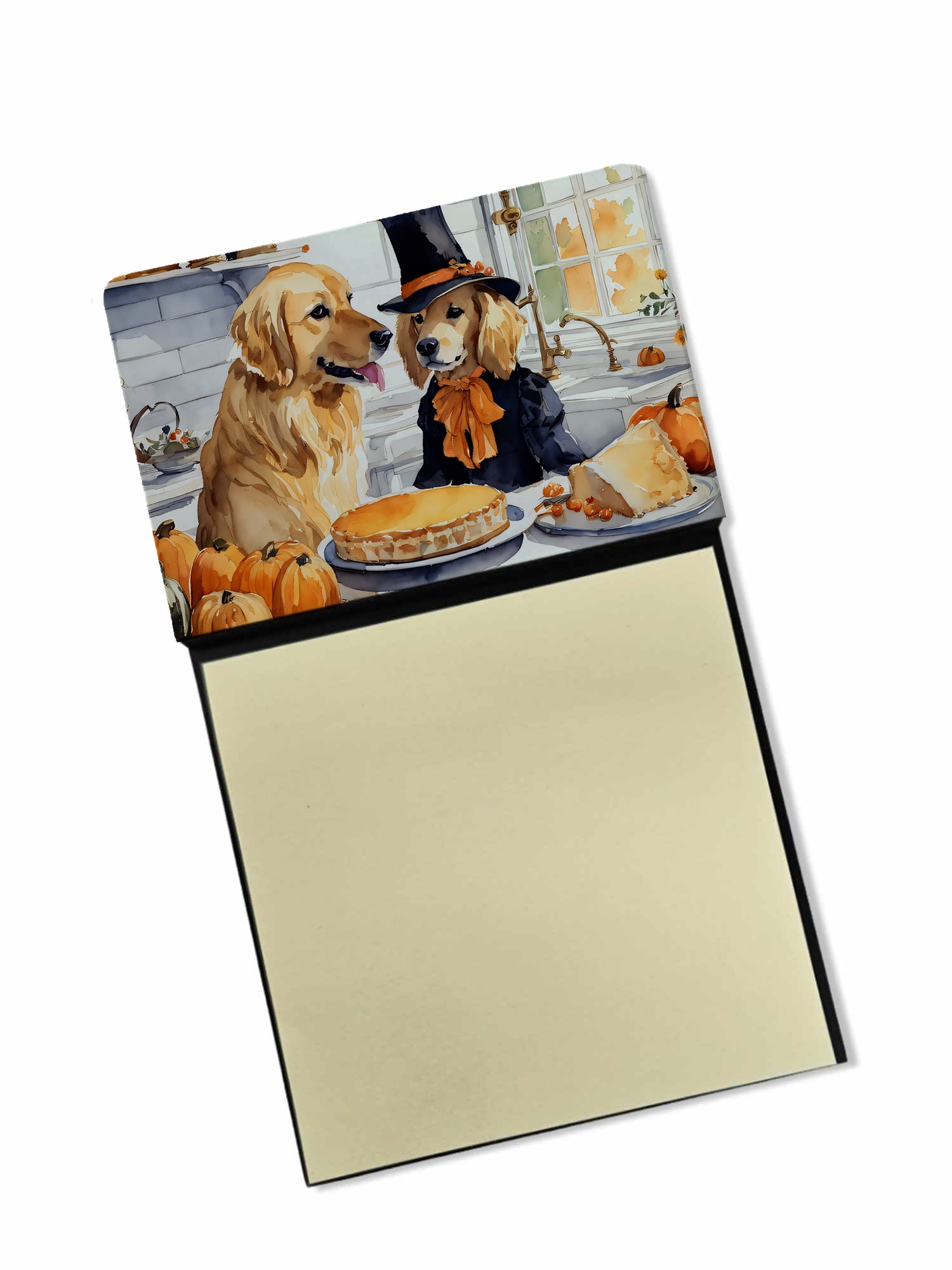 Golden Retriever Fall Kitchen Pumpkins Sticky Note Holder 3.25 in x 5. ...