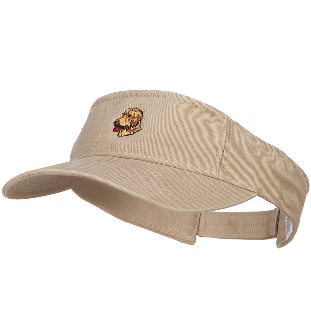Golden Retriever Head Embroidered Pro Style Cotton Washed Visor - Khaki ...