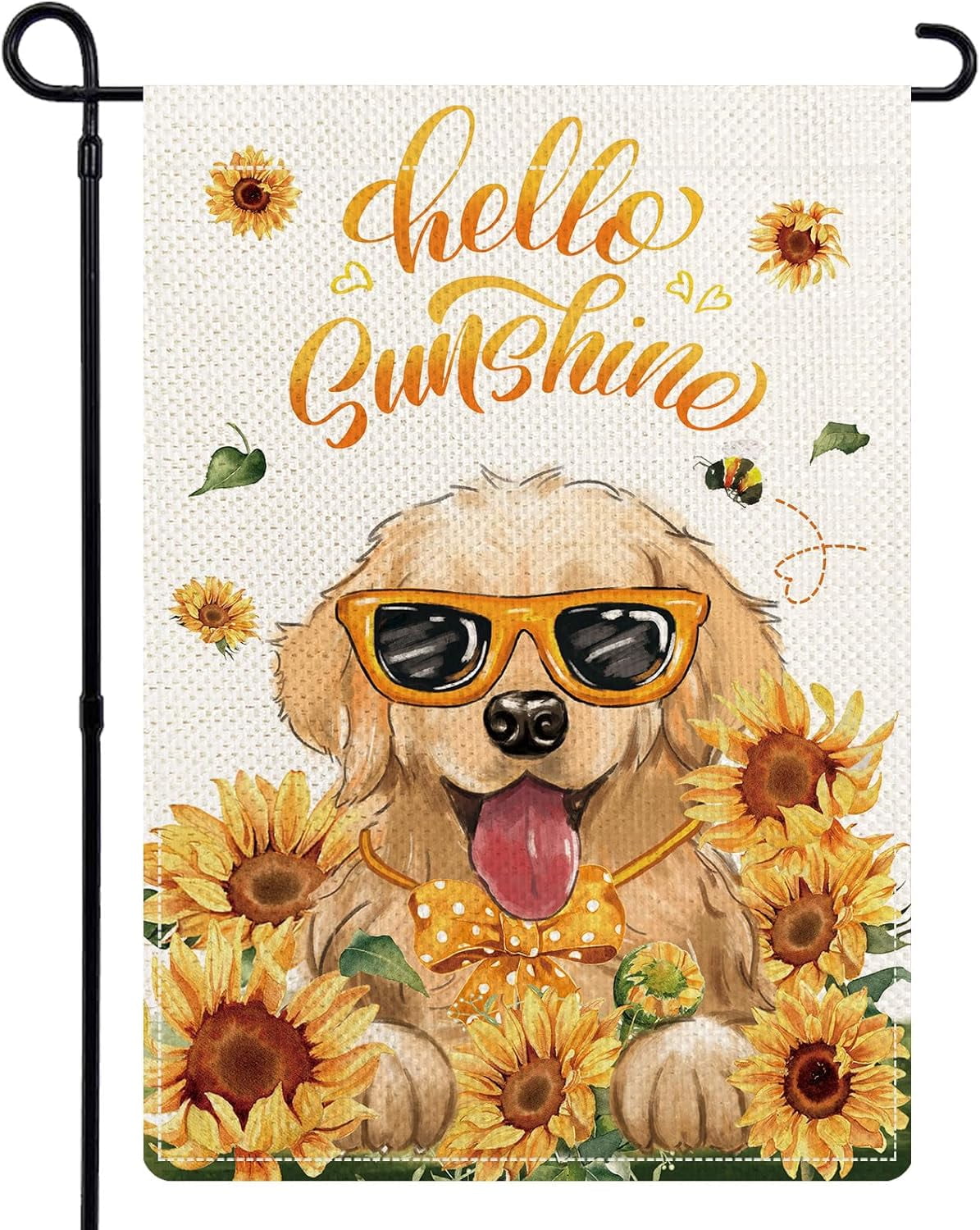 Golden Retriever Hello Sunshine Garden Flags, Cute Puppy Sunflower ...