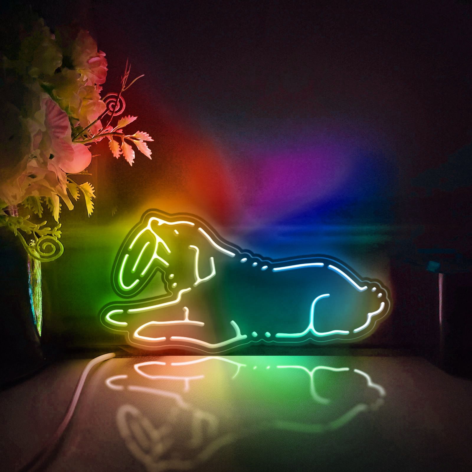 Golden Retriever Holding A Frisbee Led Light Box, Dimmable Neon-Like ...