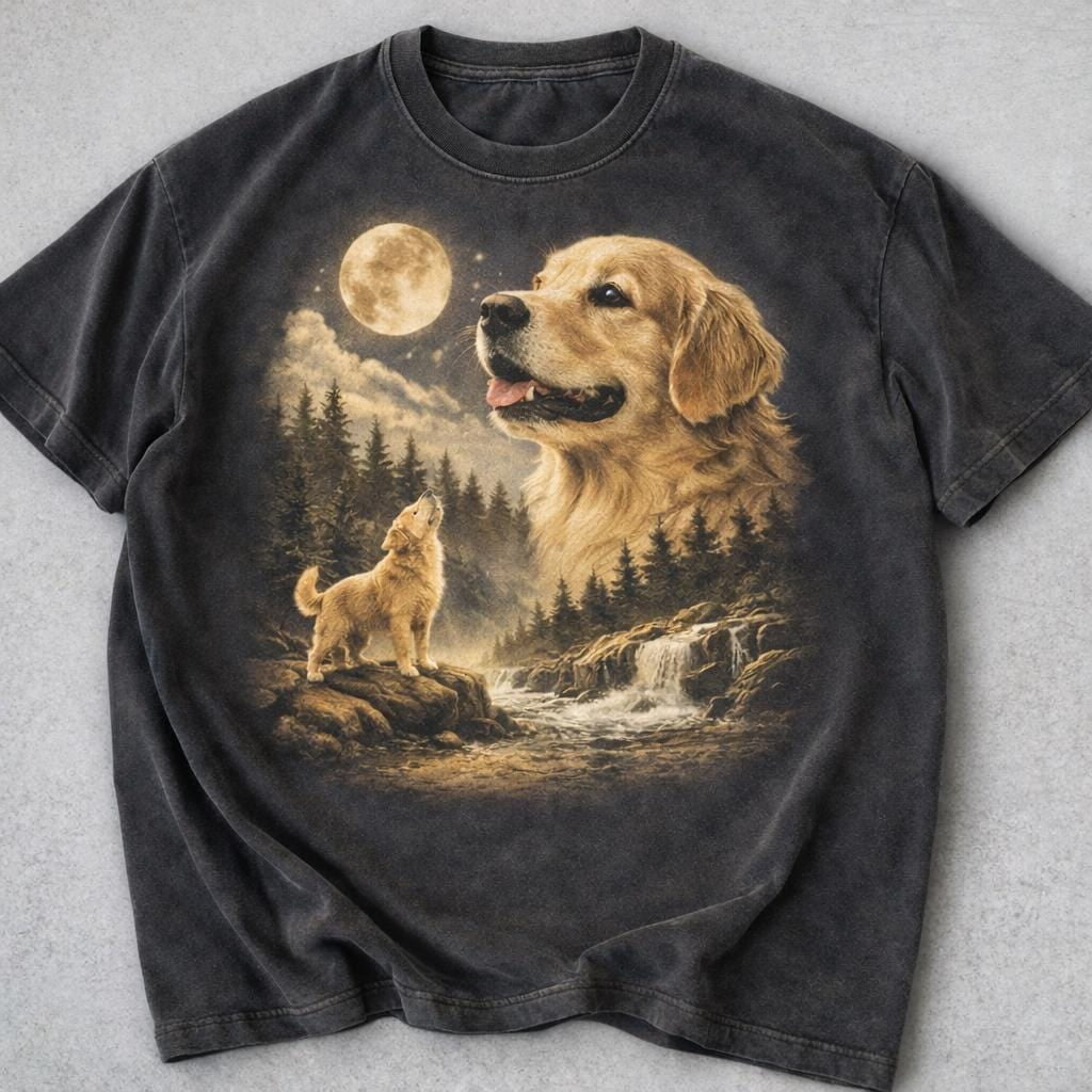 Golden Retriever Howling to the Moon Tee Vintage Dog Mom Shirt ...