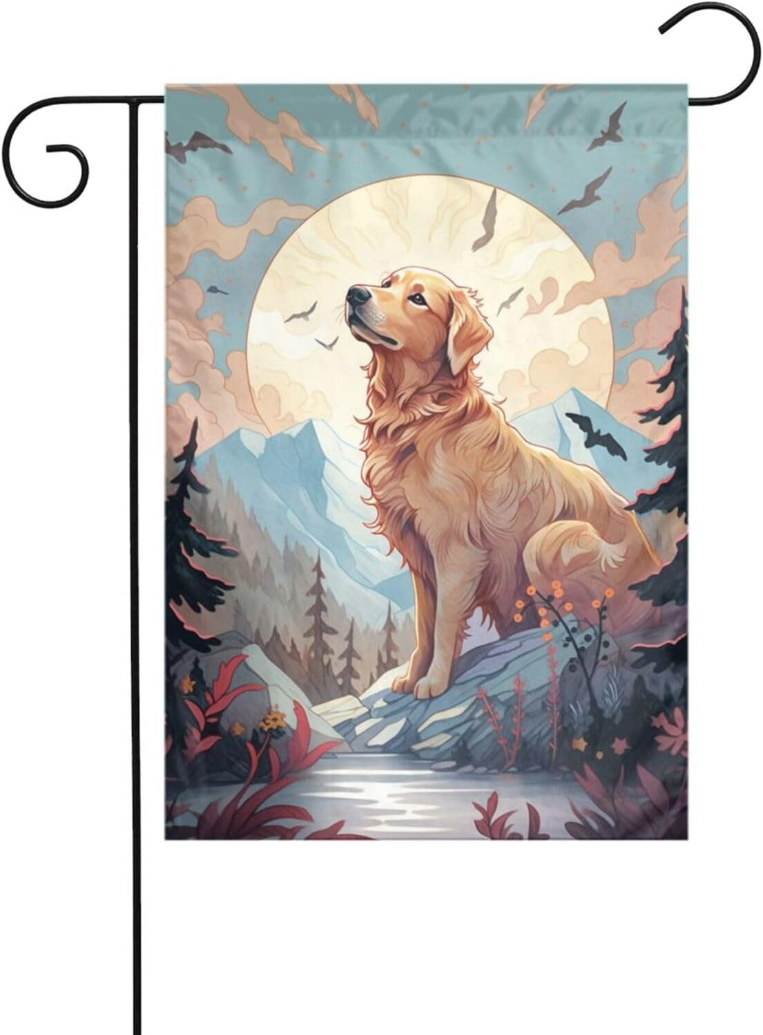 Golden Retriever Illustration Garden Flags Double Sided,Garden Flags ...