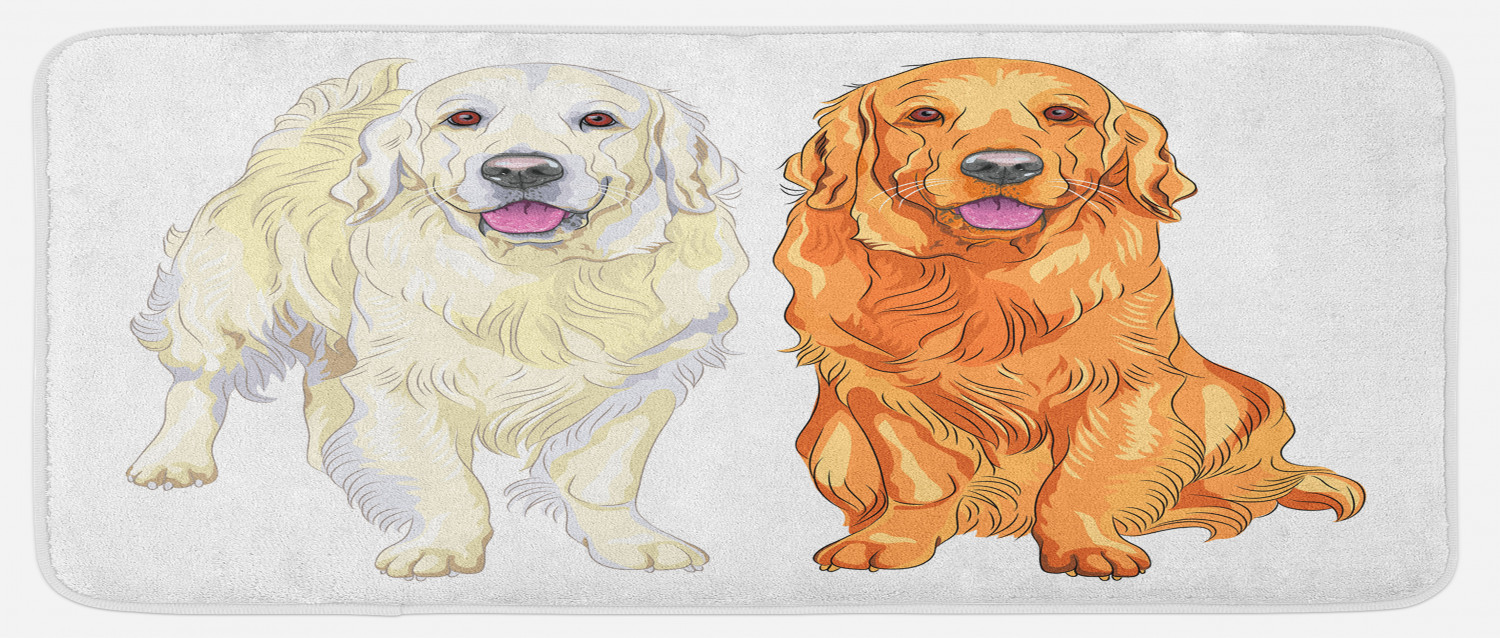 Golden Retriever Kitchen Mat, Smiling Pale and Red Dog Pure Breed ...