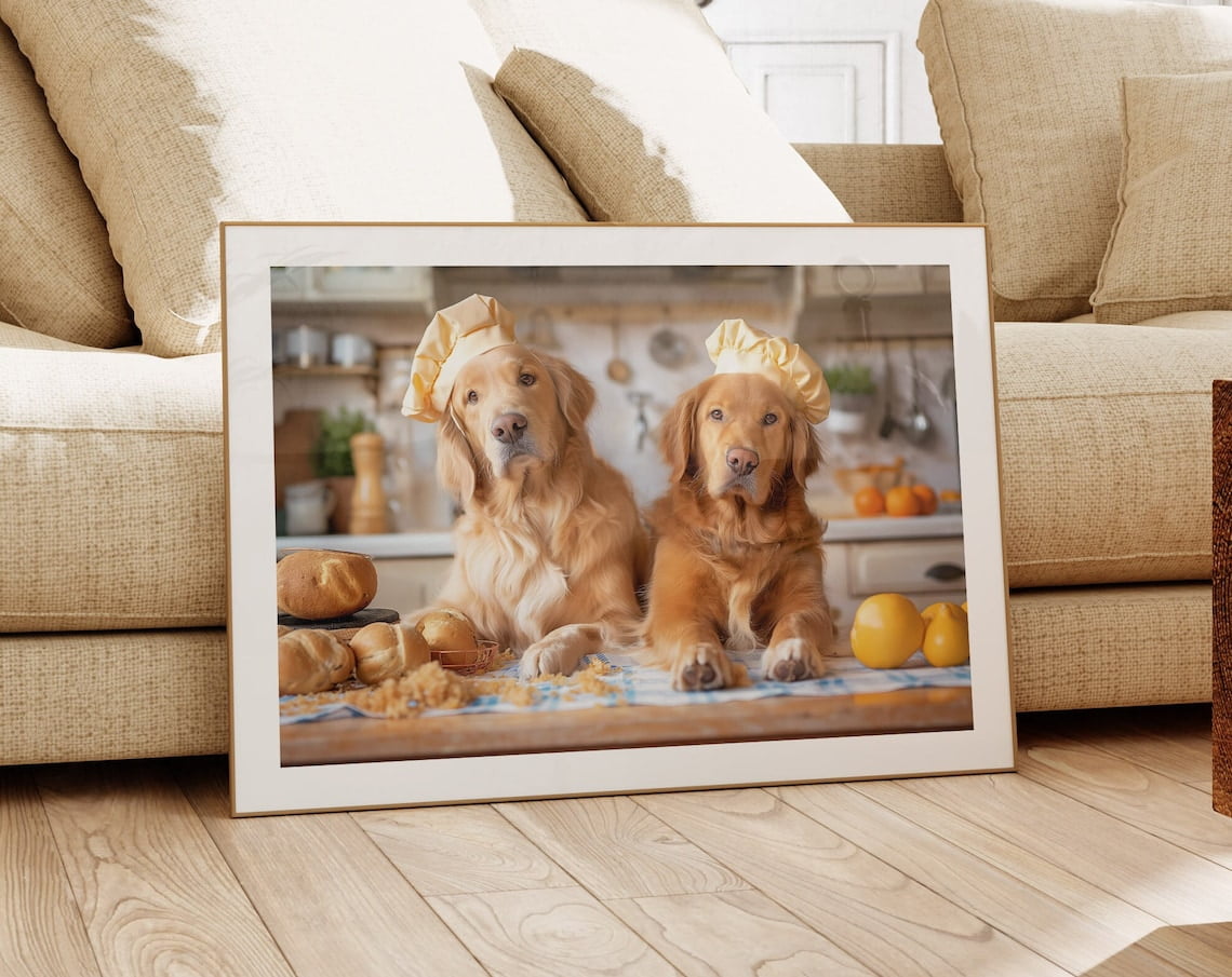 Golden Retriever Kitchen Print Baking Wall Art Gift For Dog Lovered On ...