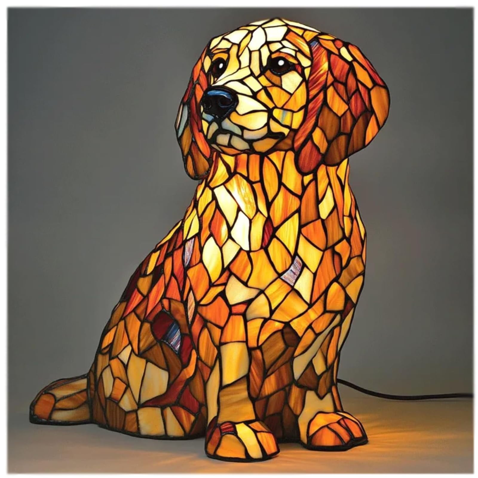 Golden Retriever Lamp Stained Glass Lamp Dog Lamp Dog Series Art Night ...